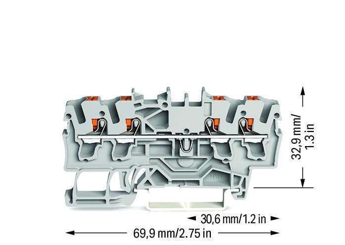 PUSH TERMINAL BLOCK, 4 POLE, 2.5MM, GREY, 2202-1401 - LAPP Australia